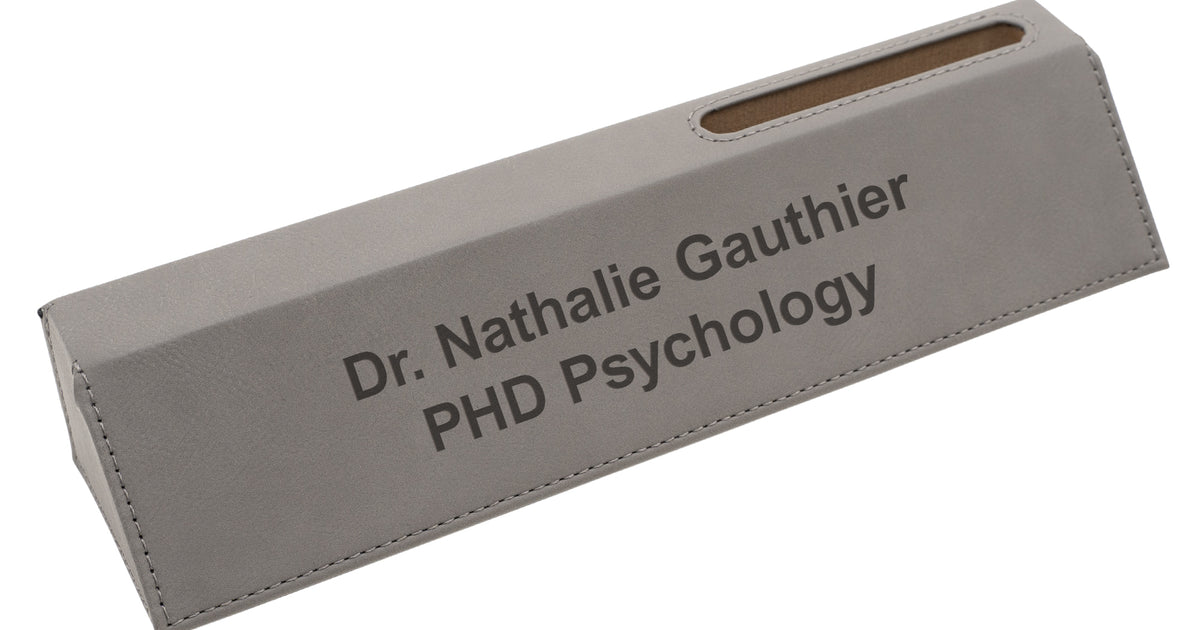 Leatherette Desk Wedge w/ Business Card Holder | Gray – Dayspring Pens