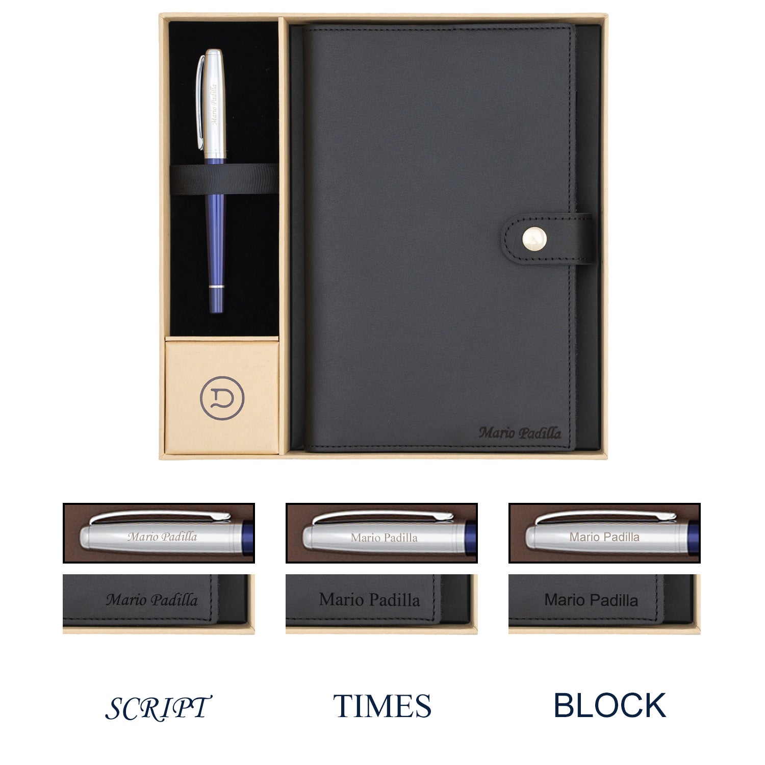 Dayspring Pens Noteworthy Leather Journal and Pen Set - Charcoal Black ...