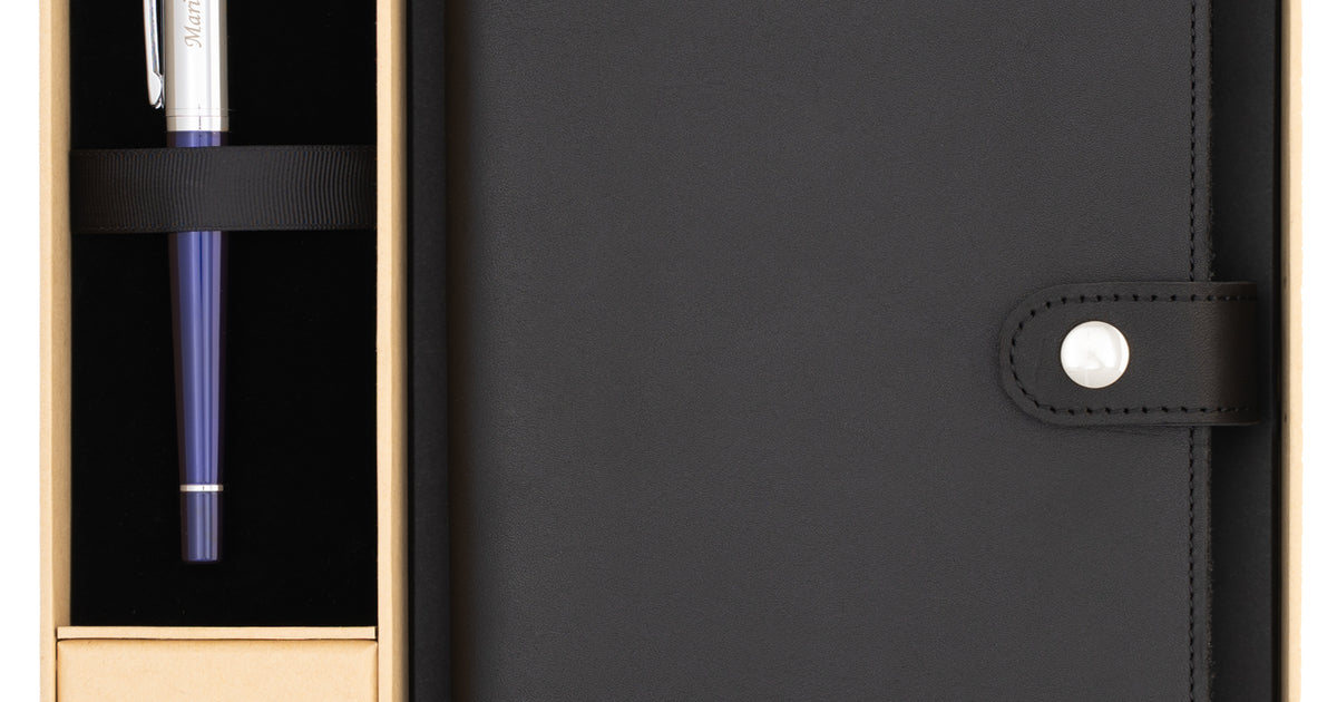 Dayspring Pens Noteworthy Journal/Pen Set | Black Leather